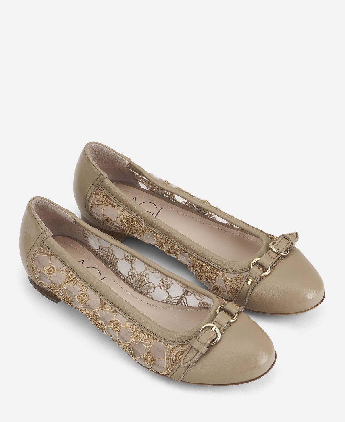 Ballet flat with lace Khaki Monia Lace | AGL